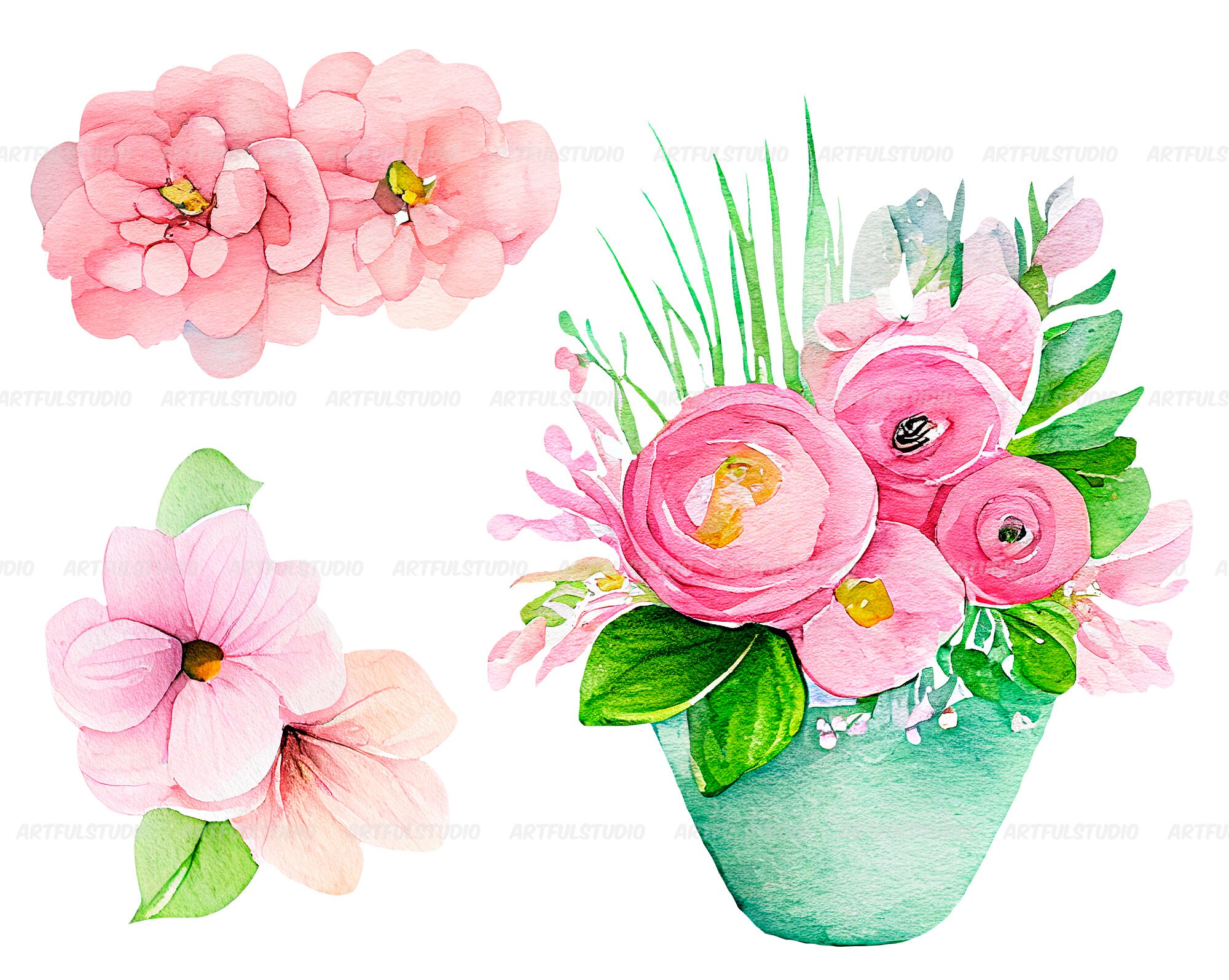 Watercolor Spring Clipart-spring Flowers-botanical Illustration-easter ...