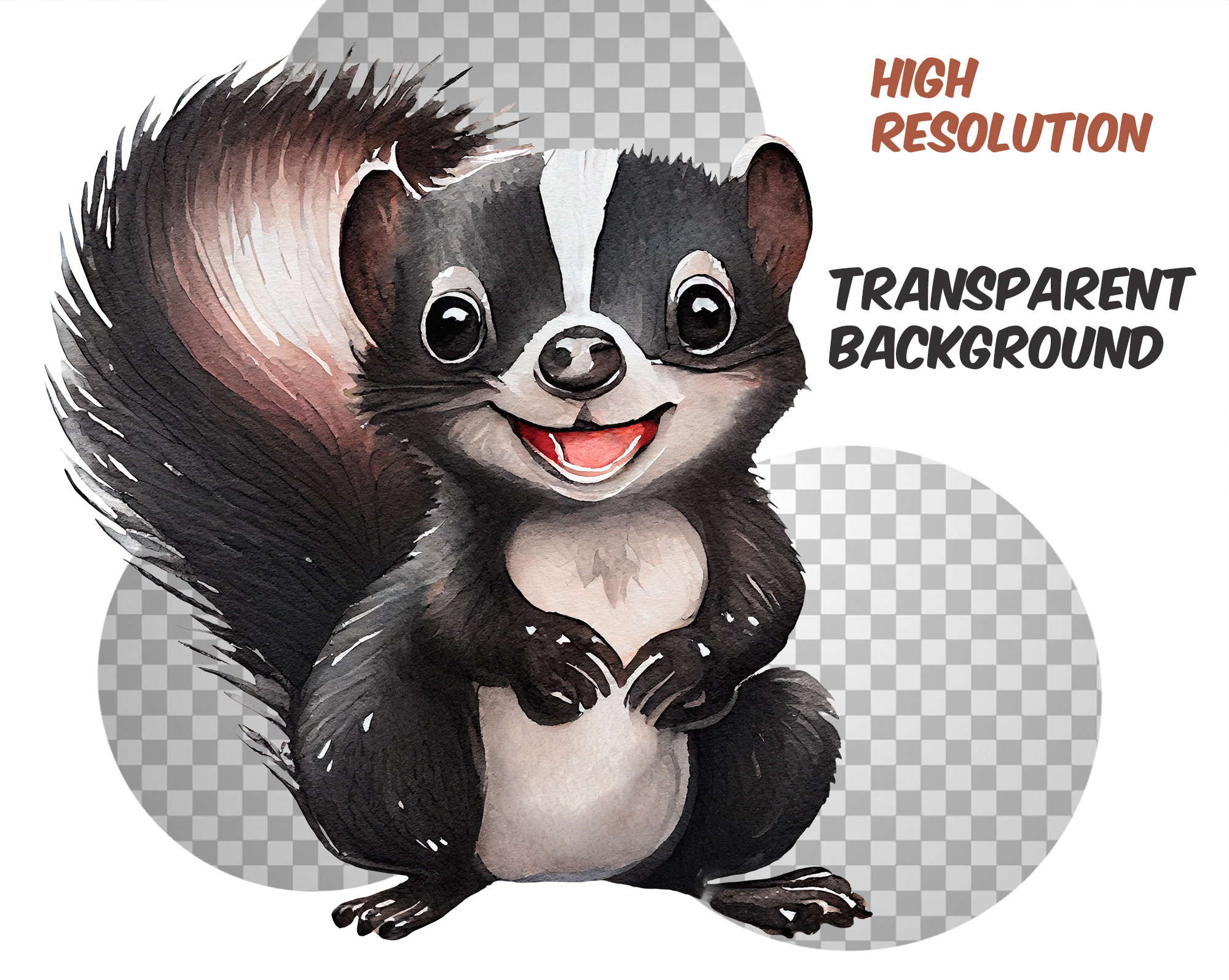 Watercolor Cute Baby Skunks Clipart-realistic Skunk With Flower-baby ...