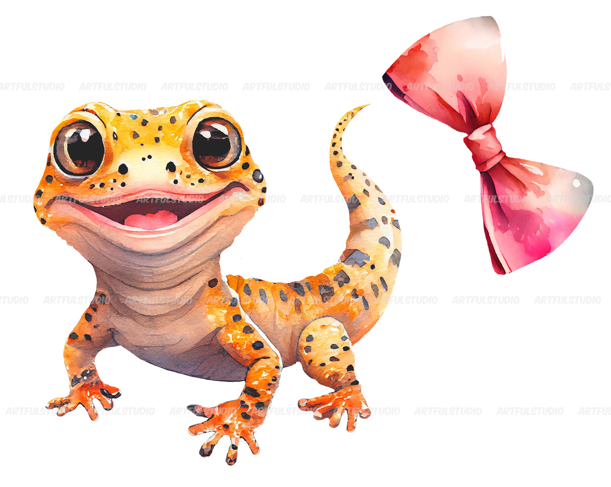 Watercolor Cute Baby Leopard Geckos Clipart-realistic Gecko - Etsy