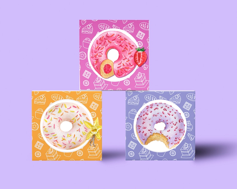 Donut Watercolor Clipart pastel Donuts-sweet Bakery - Etsy