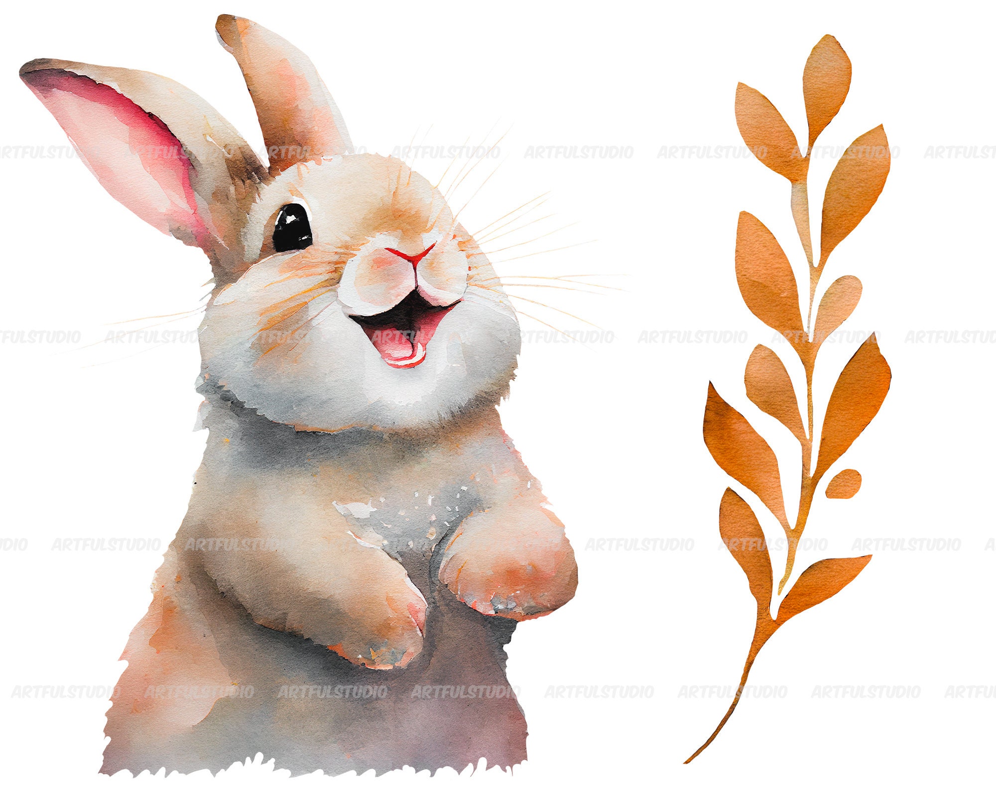 Watercolor Cute Baby Bunnies Clipart-realistic Rabbit With - Etsy