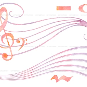 Watercolor Musical Notes Clipart - Musical Key Png - Musical Notation ...