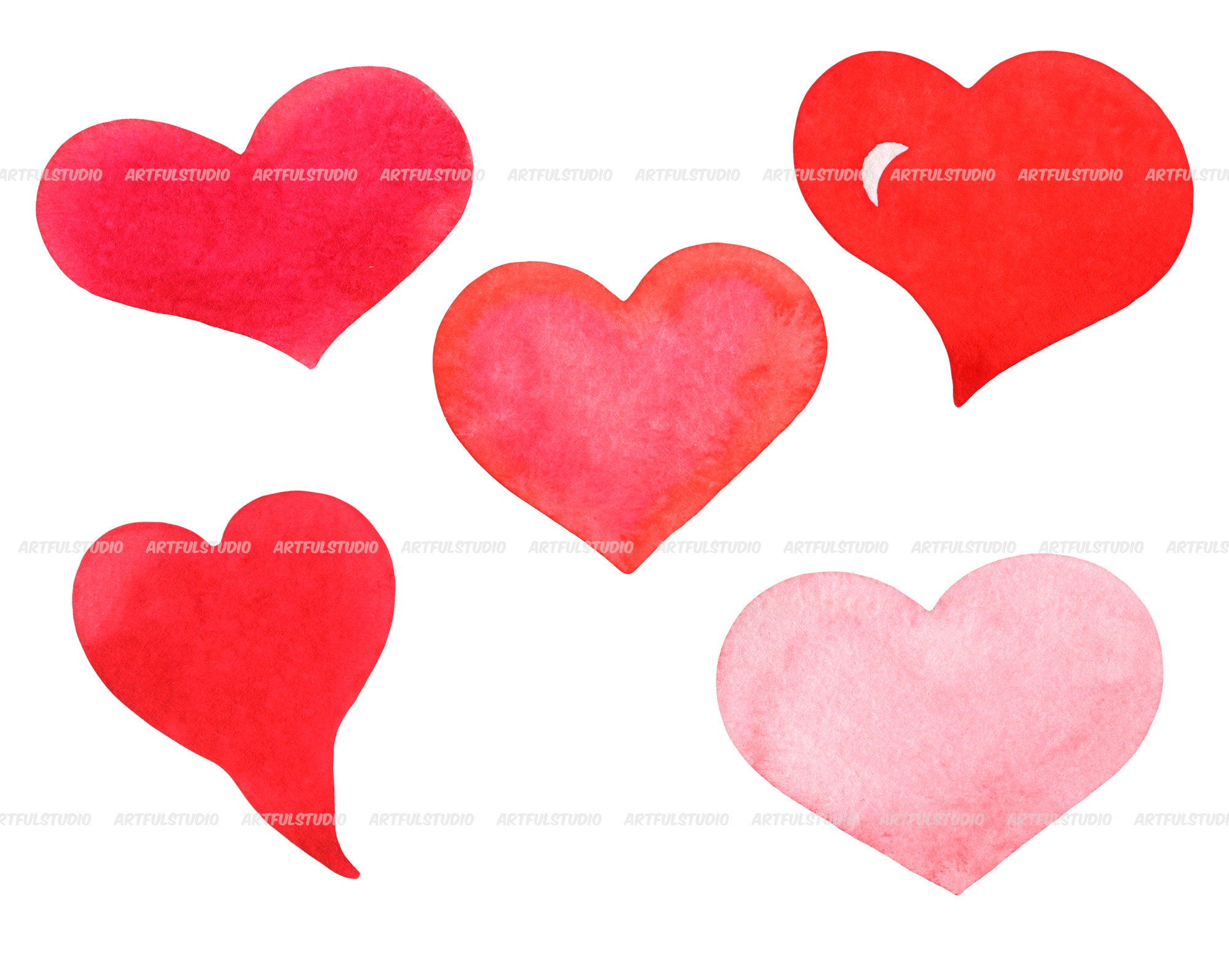Watercolor Love Hearts Clipart-valentine's Day Graphics for Planner ...