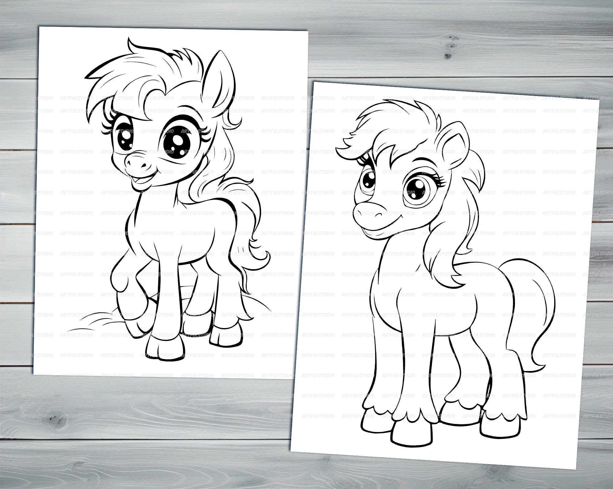 Cute Little Pony PDF Coloring Book Printable Colouring Pages - Etsy