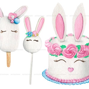 Watercolor Easter Sweets Clipart-easter Food-sweet Bunny-rabbit Pastel ...