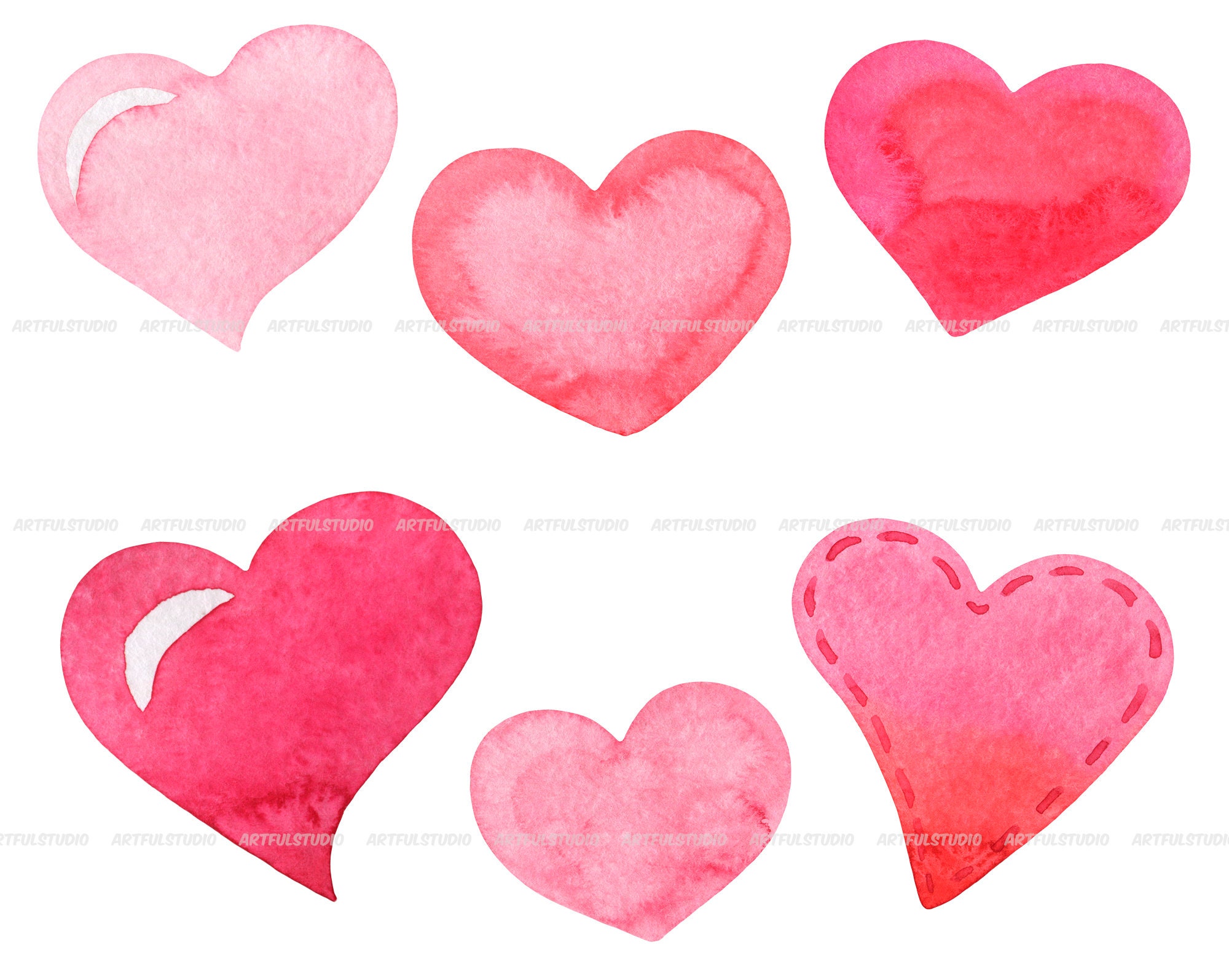 Watercolor Love Hearts Clipart-valentine's Day Graphics for Planner ...