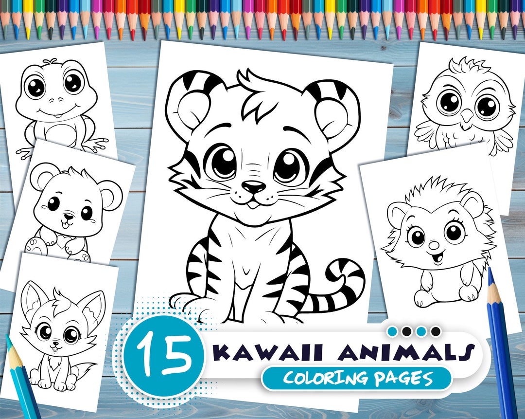 Kawaii Animals PDF Coloring Book - Printable Colouring Pages for Kids ...