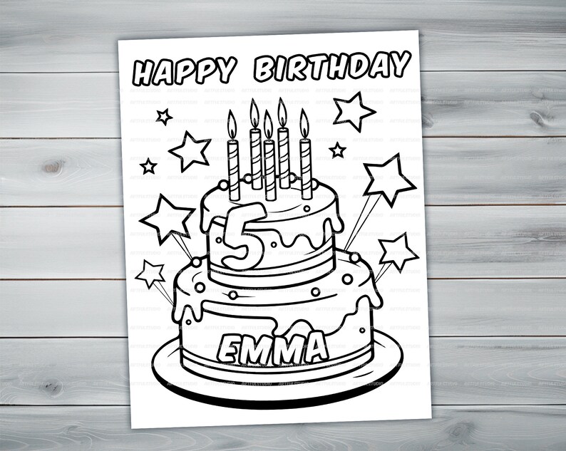 Customizable Happy Birthday PDF Coloring Book Personalized - Etsy