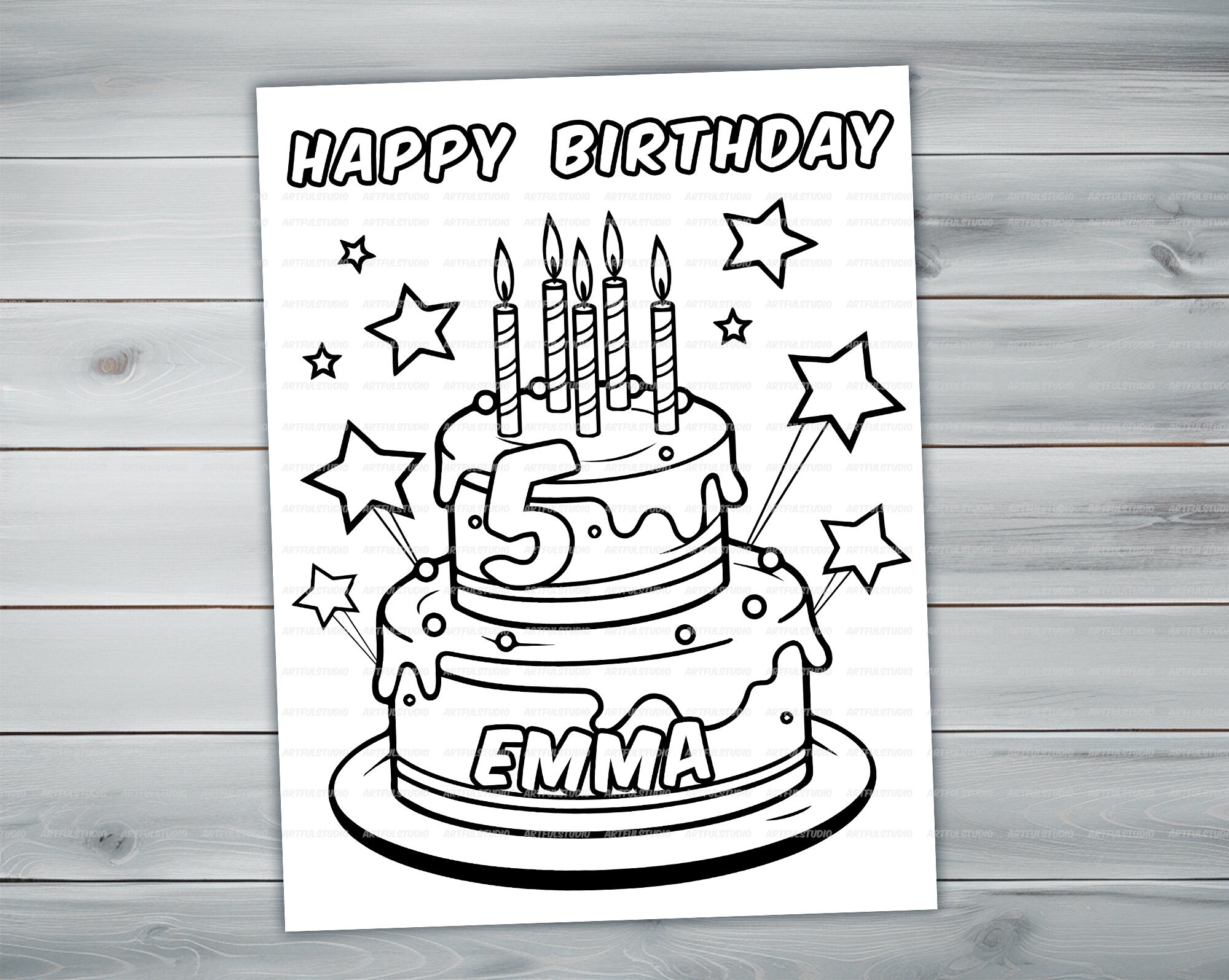 Customizable Happy Birthday PDF Coloring Book Personalized Printable ...