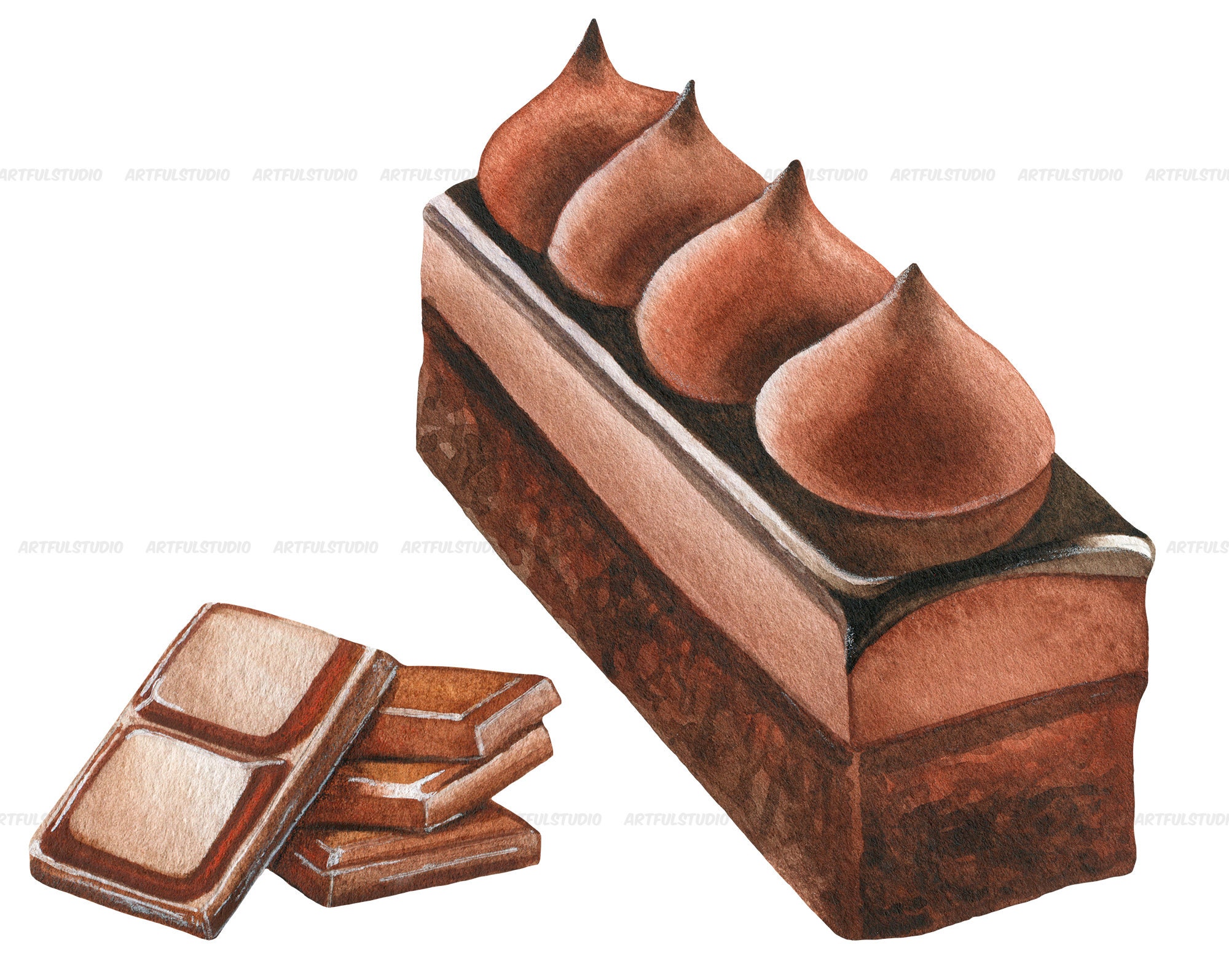 Watercolor Chocolate Clipart-dessert PNG Clip Art-chocolate Streaks and ...