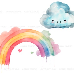Watercolor Cute Weather Clipart - Happy Rainbow Baby Shower -baby ...