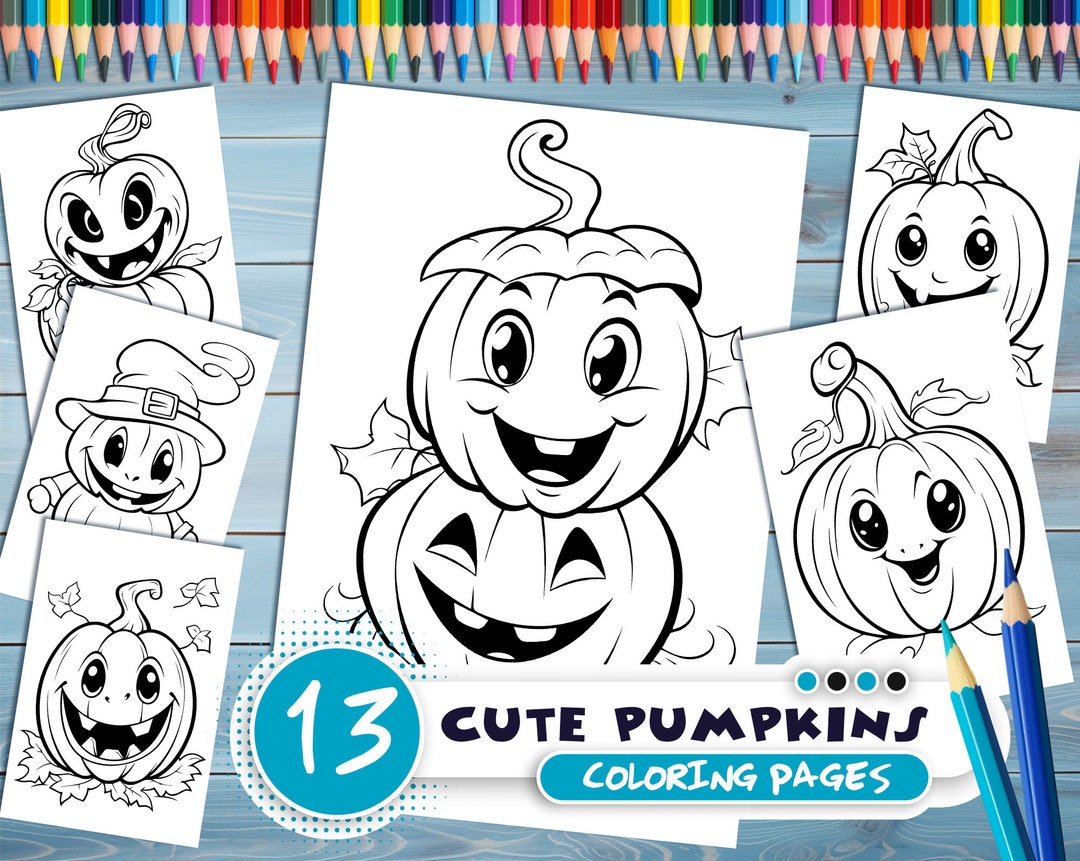 Cute Halloween Pumpkins PDF Coloring Book - Printable Colouring Pages ...
