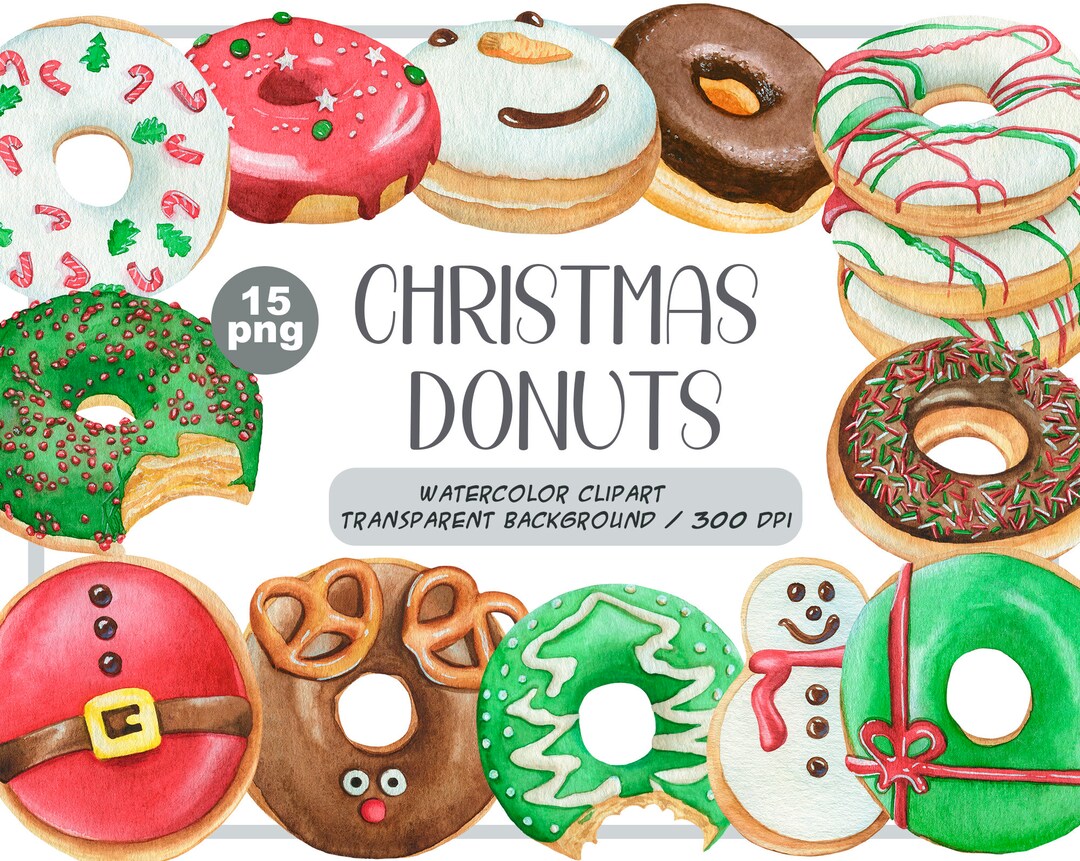 Watercolor Christmas Donuts Clipart: Holiday Desserts (digital Download ...