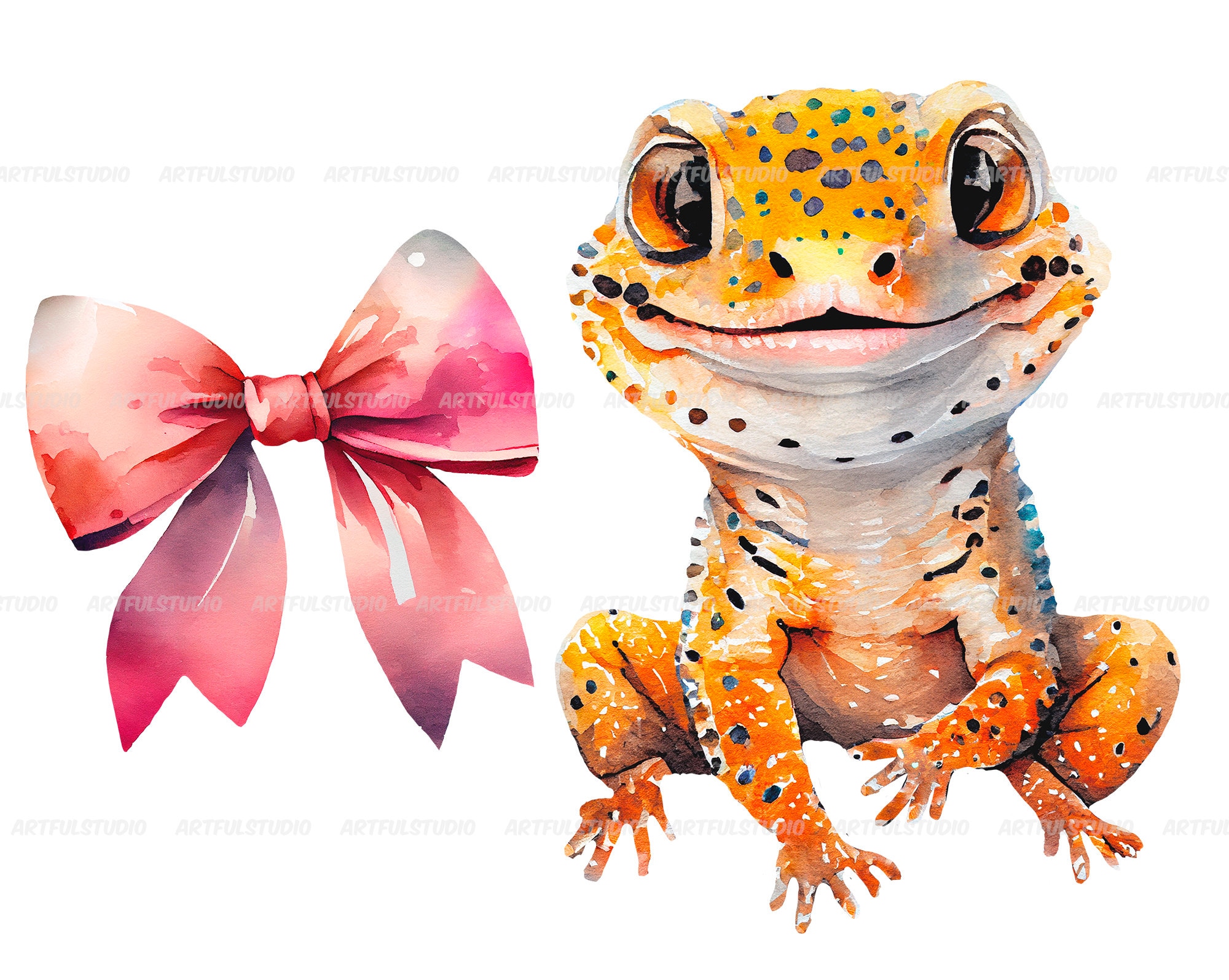 Watercolor Cute Baby Leopard Geckos Clipart-realistic Gecko - Etsy