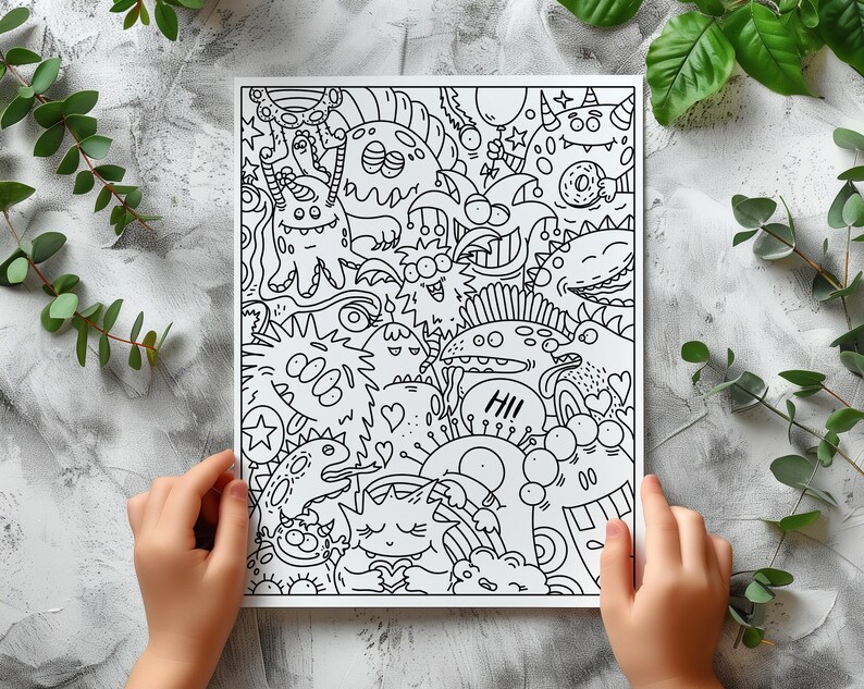 Monsters Coloring Page - Printable Funny Creatures Activity Sheet for ...