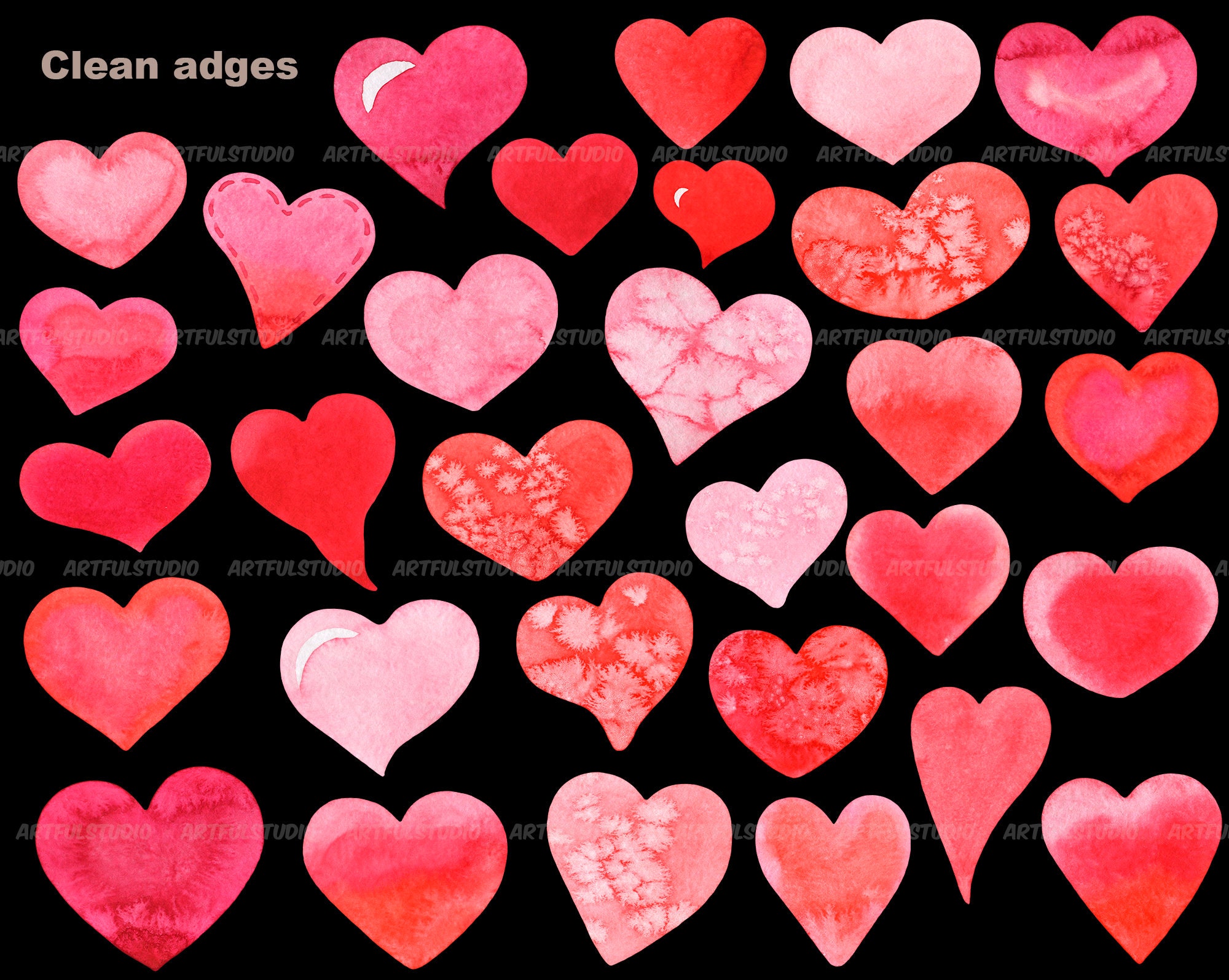 Watercolor Love Hearts Clipart-valentine's Day Graphics for Planner ...