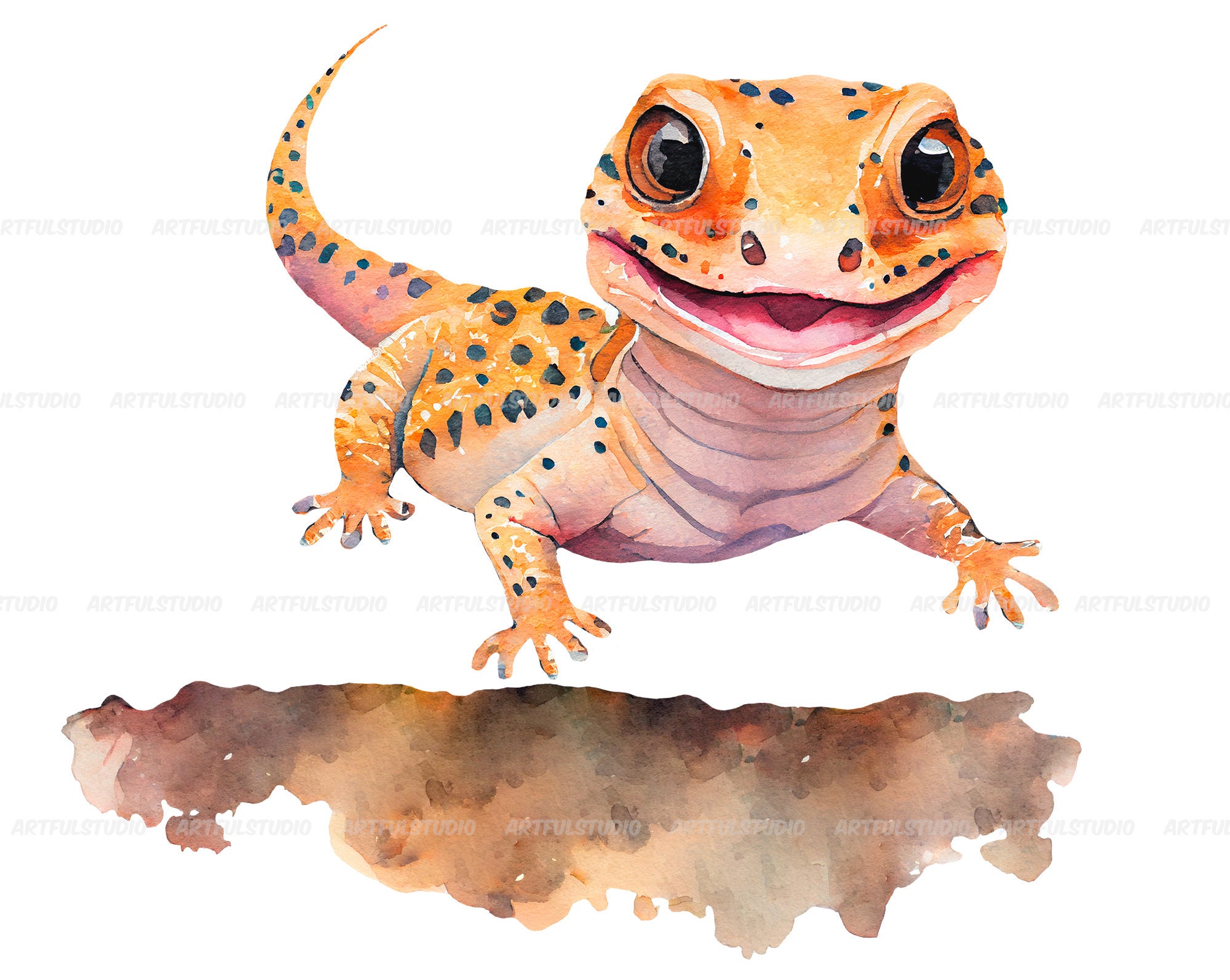 Watercolor Cute Baby Leopard Geckos Clipart-realistic Gecko - Etsy