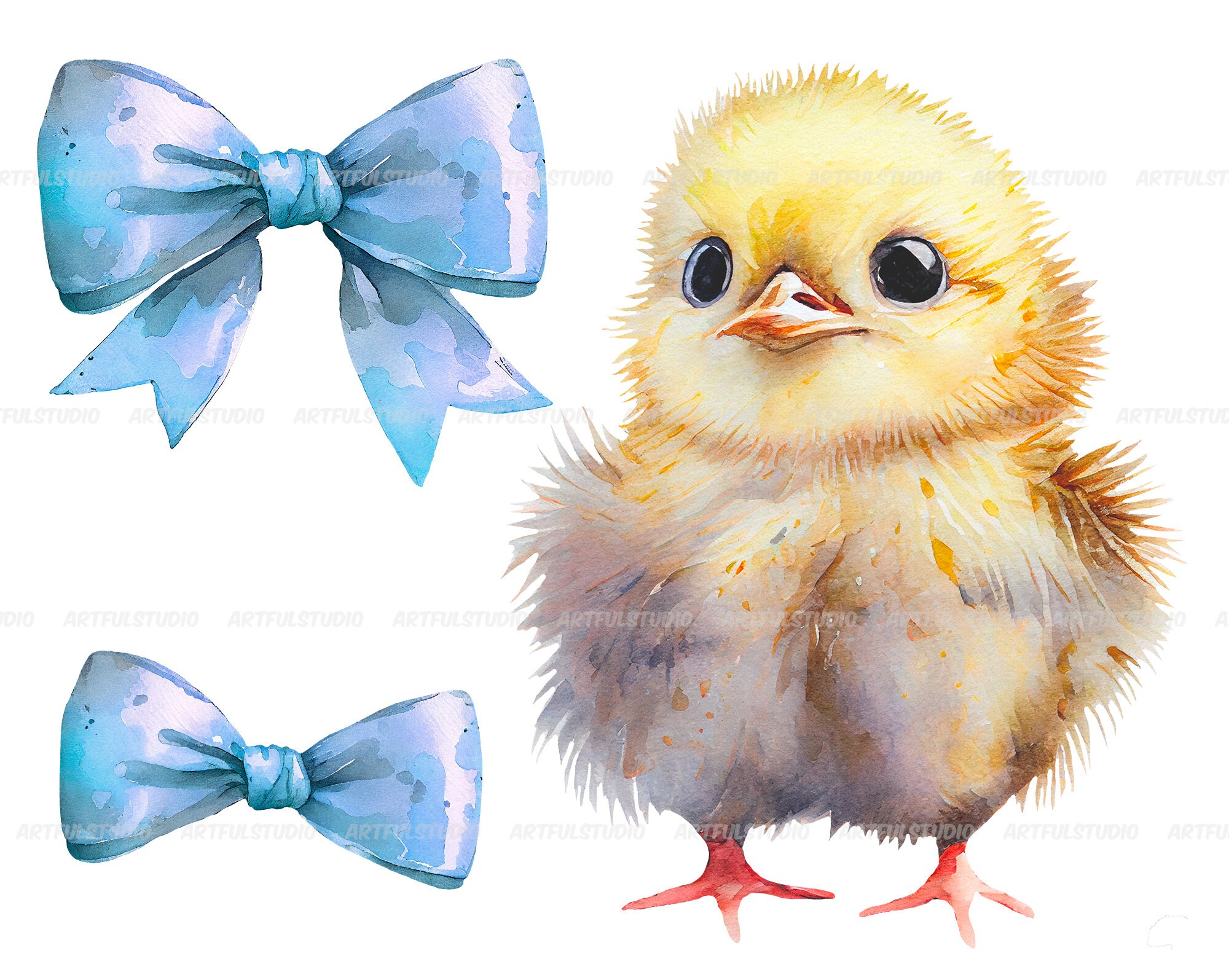 Watercolor Cute Baby Chickens Clipart-realistic Chicks With Flower-baby ...