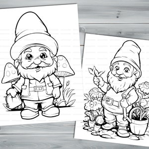 Garden Gnome PDF Coloring Book - Printable Colouring Pages for Kids ...