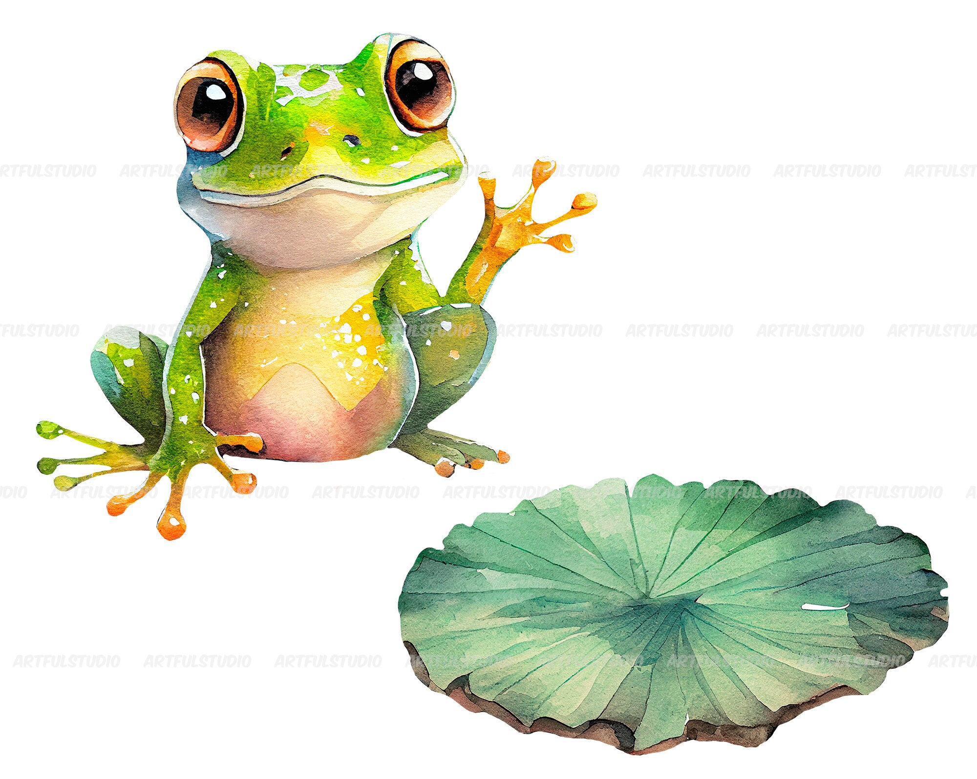 Watercolor Baby Frog Clipart: Woodland Animal Graphics (digital ...