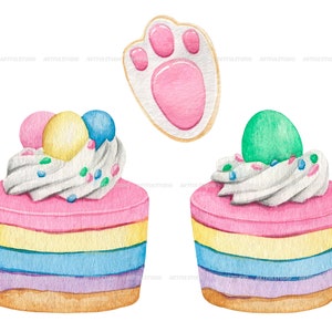 Watercolor Easter Sweets Clipart-easter Food-sweet Bunny-rabbit Pastel ...