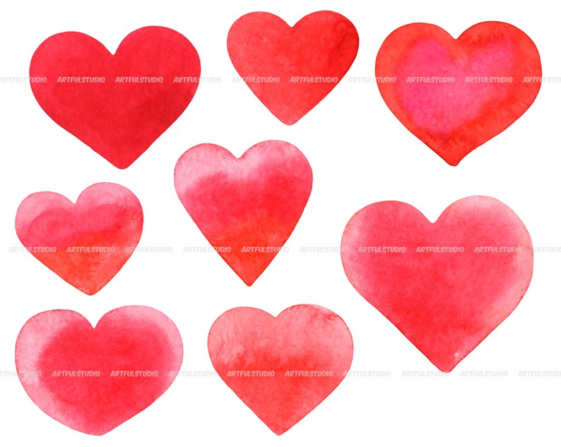 Watercolor Love Hearts Clipart-valentine's Day Graphics for Planner ...