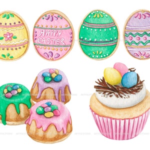 Watercolor Easter Sweets Clipart-easter Food-sweet Bunny-rabbit Pastel ...