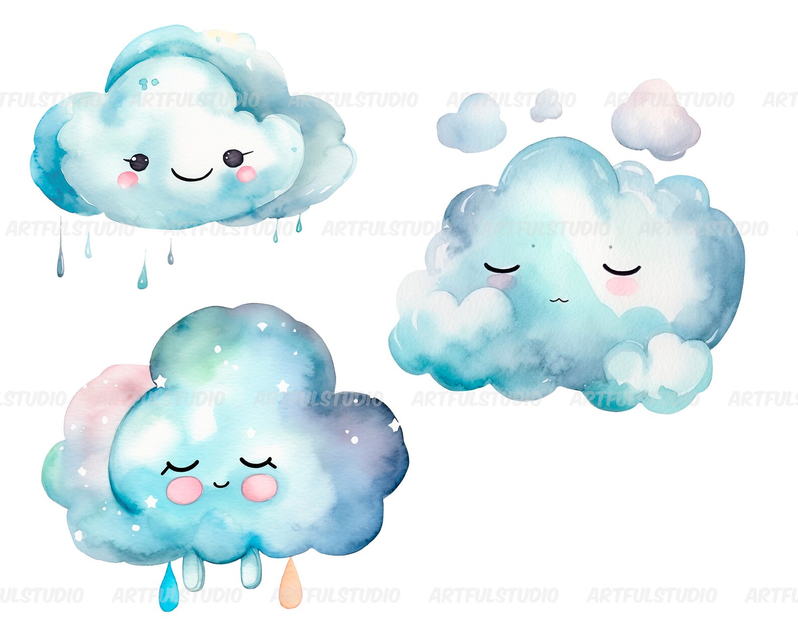 Watercolor Cute Weather Clipart - Happy Rainbow Baby Shower -baby ...