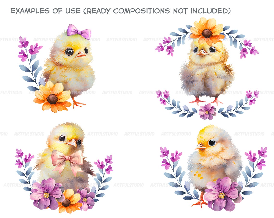 Watercolor Cute Baby Chickens Clipart-realistic Chicks With - Etsy