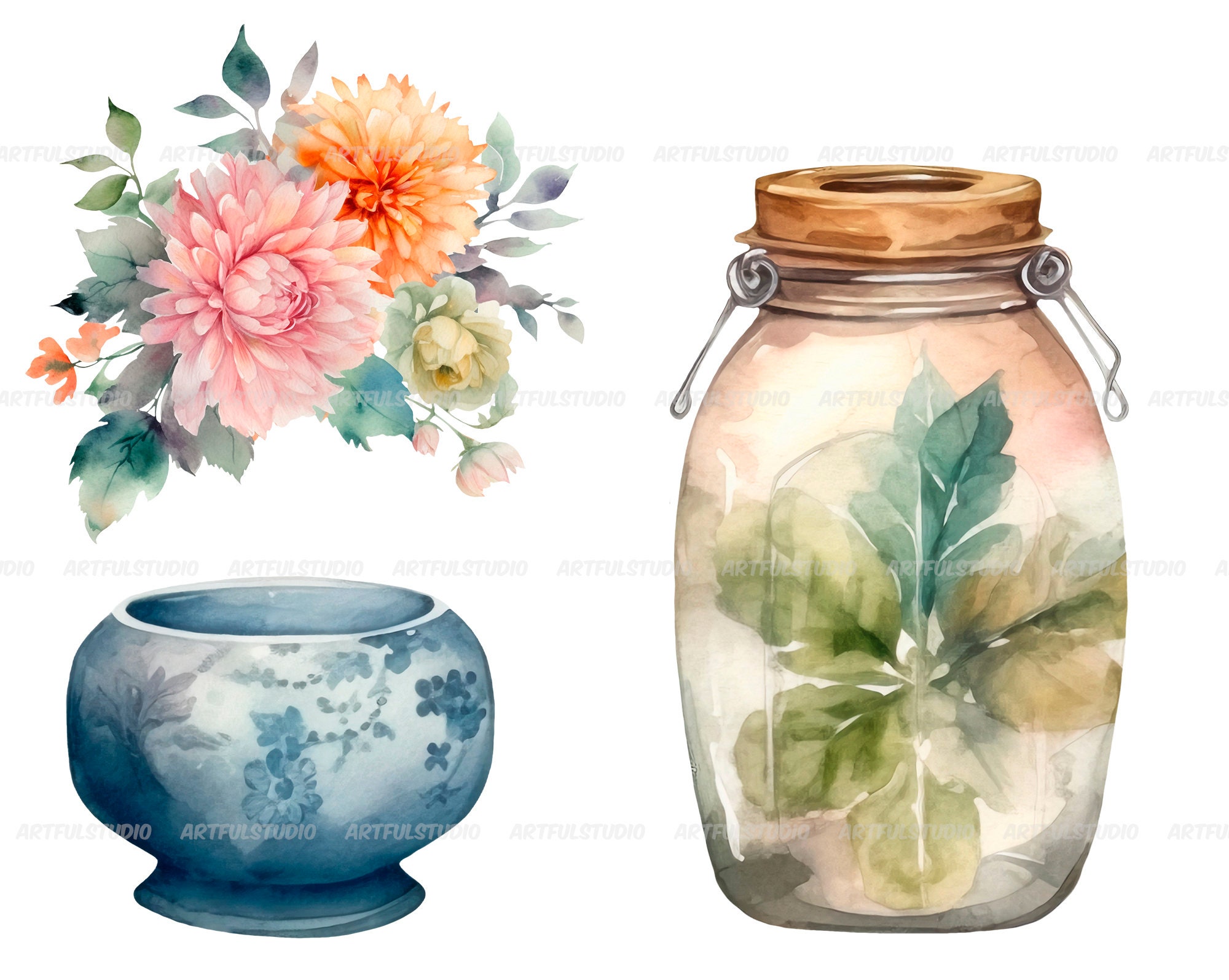 Watercolor Pastel Spring Floral Clipart-spring - Etsy