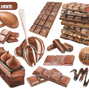 Watercolor Chocolate Clipart-dessert PNG Clip Art-chocolate Streaks and ...