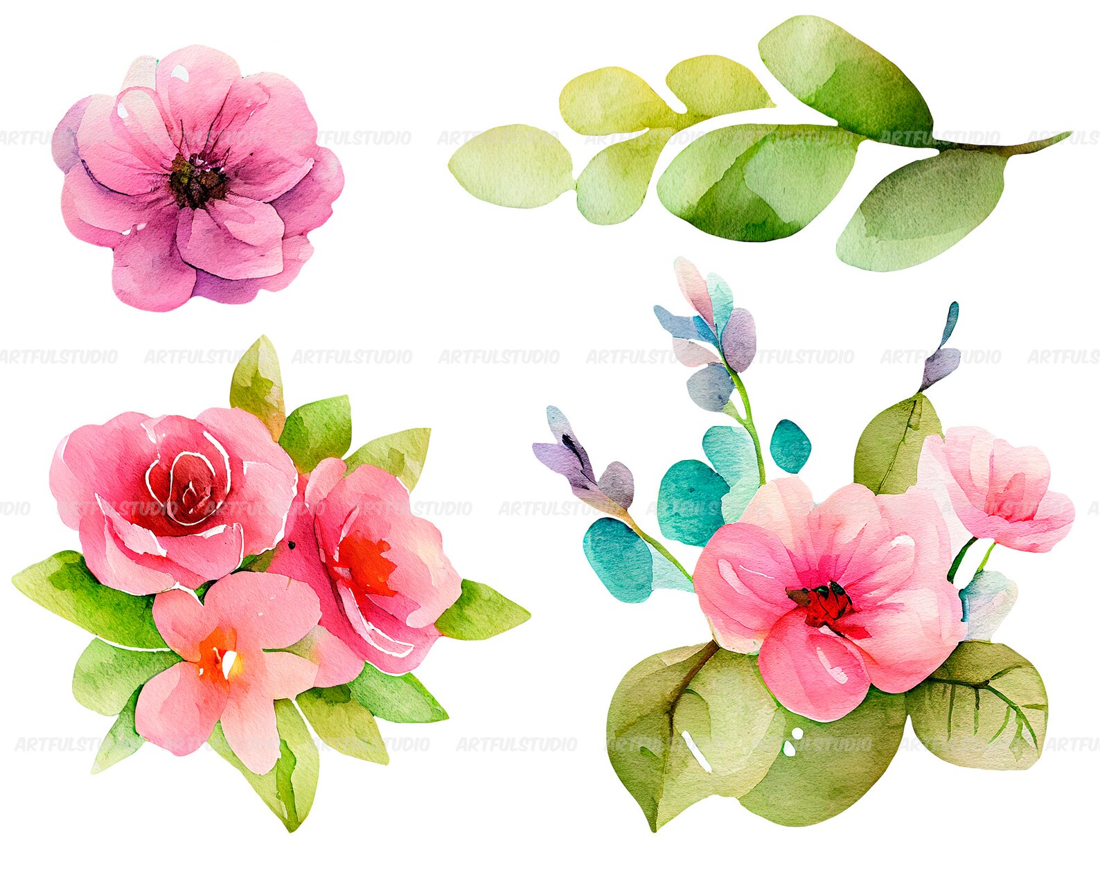 Watercolor Spring Clipart-spring Flowers-botanical Illustration-easter ...