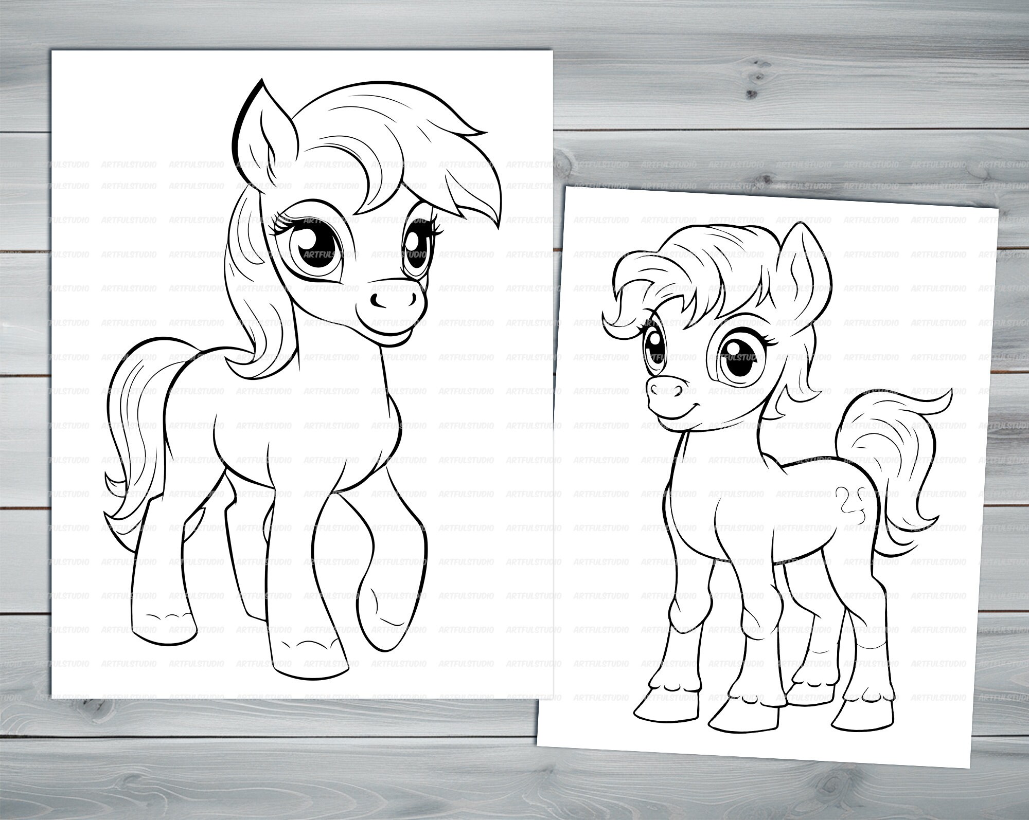 Cute Little Pony PDF Coloring Book Printable Colouring Pages - Etsy