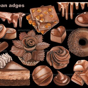 Watercolor Chocolate Clipart-dessert PNG Clip Art-chocolate Streaks and ...