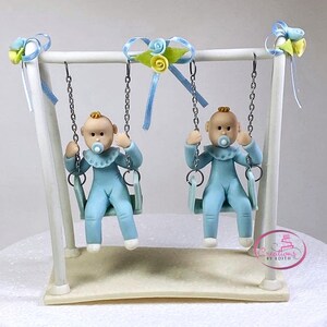 Twin Babies on Swing Cake Topper Birthday Cake Topper First Birthday ...
