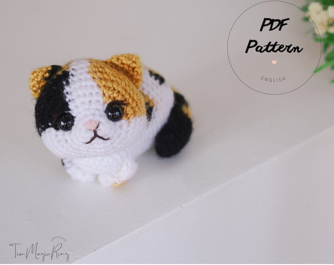 Miniature Calico Cat Micro Crochet Cat Kitten Amigurumi Stuffed Animal ...