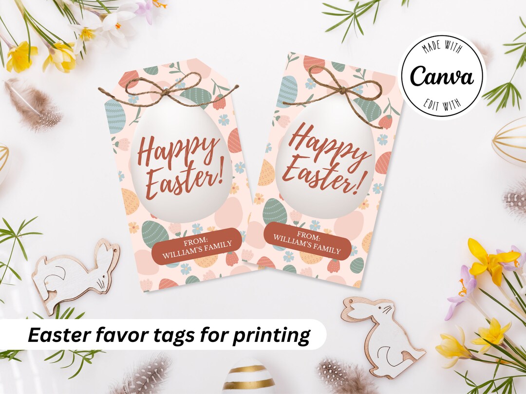 Personalized Easter Favor Tags Printable, Printable Easter Favor Tag ...