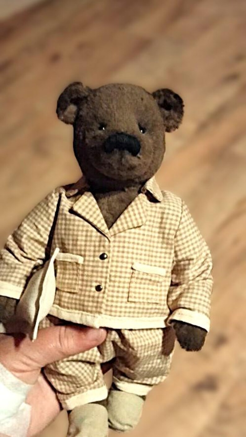 Viscose Teddy Bear: Collectible OOAK Art Toy, Handmade Clothes - Etsy