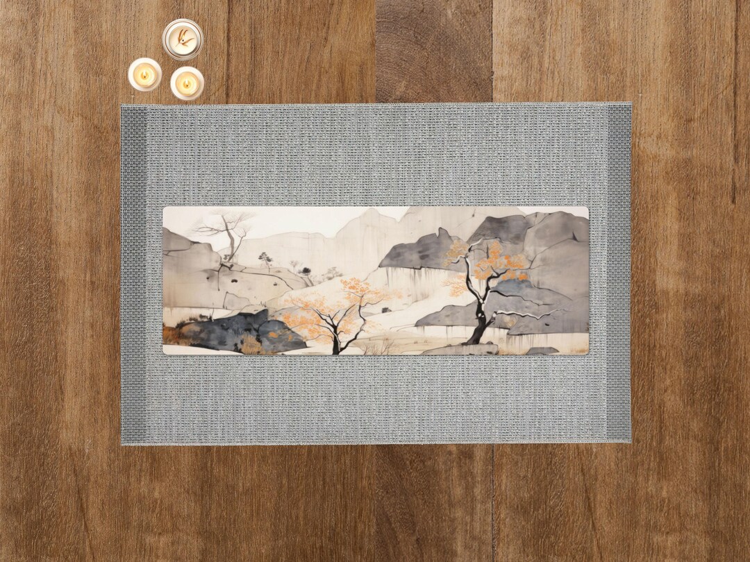 Peaceful Japandi Mat, Calming Workout Mat, Serene Yoga Mat, Tranquil ...