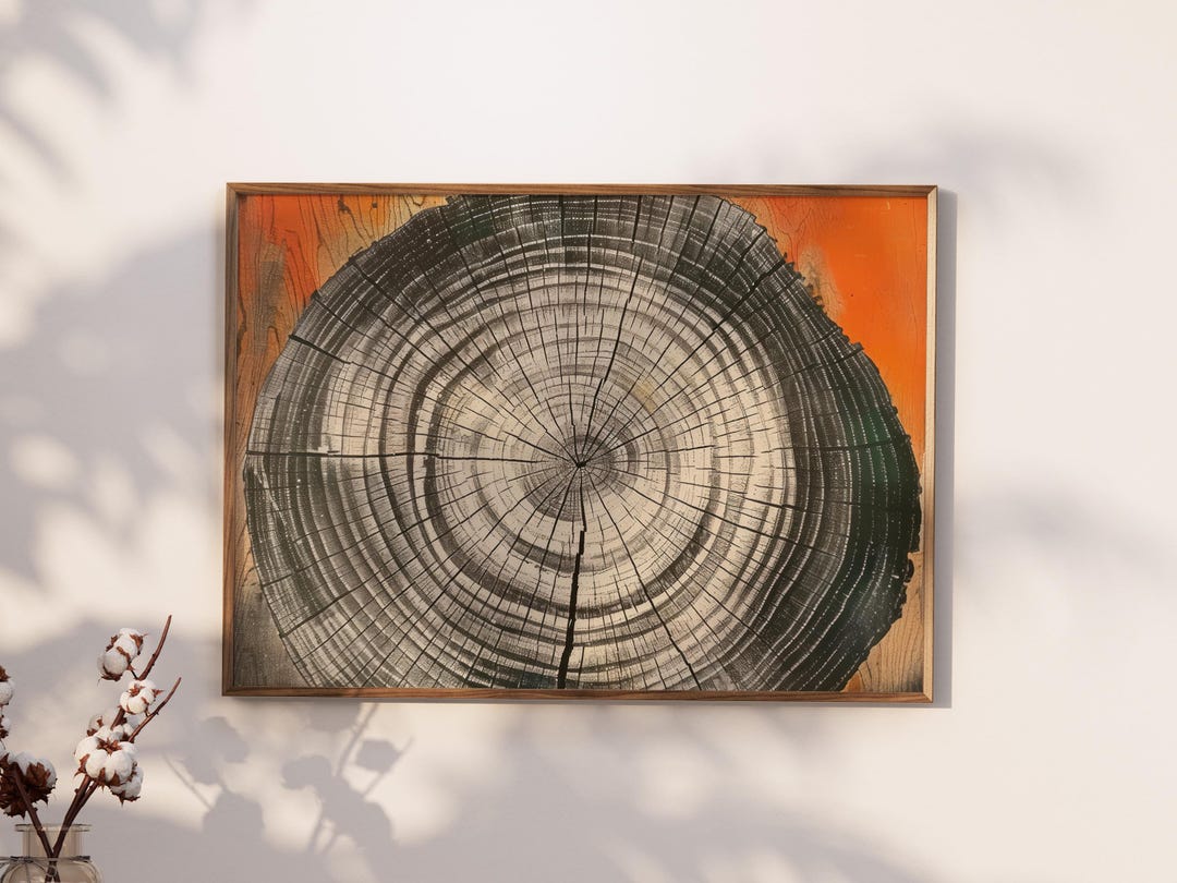 Tree Ring Art Print, Abstract Wood Slice Wall Art, Organic Landscape ...