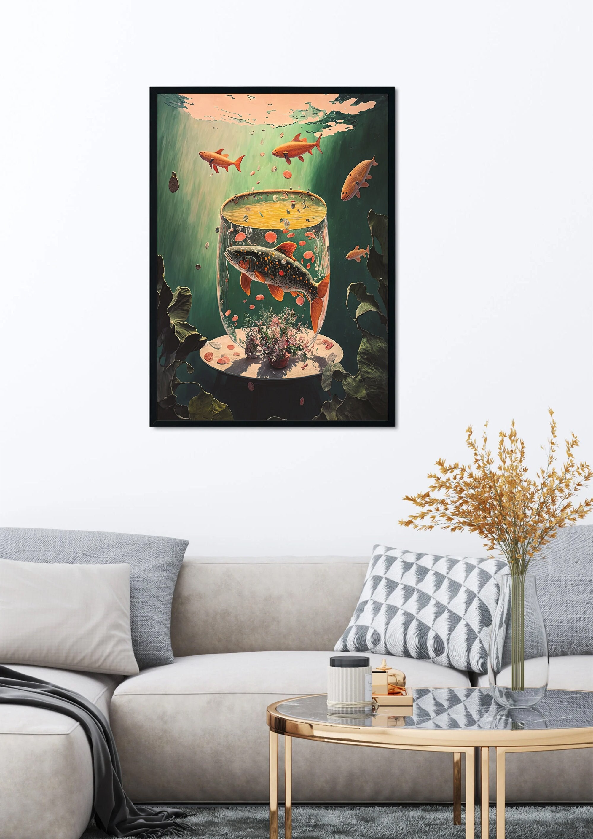 Fish Painting Fish Wall Decor Fish Art Surreal Fish Print - Etsy