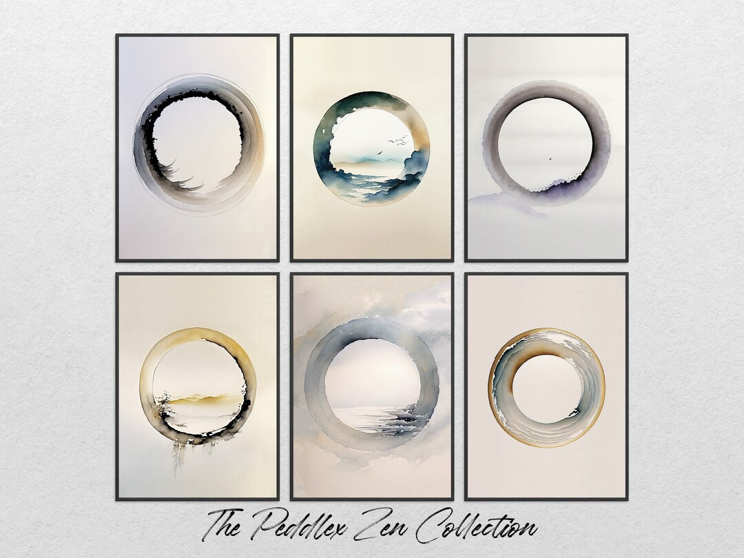 Set of 6 Zen Circles, Zen Wall Art, Minimalist Zen Wall Decor ...
