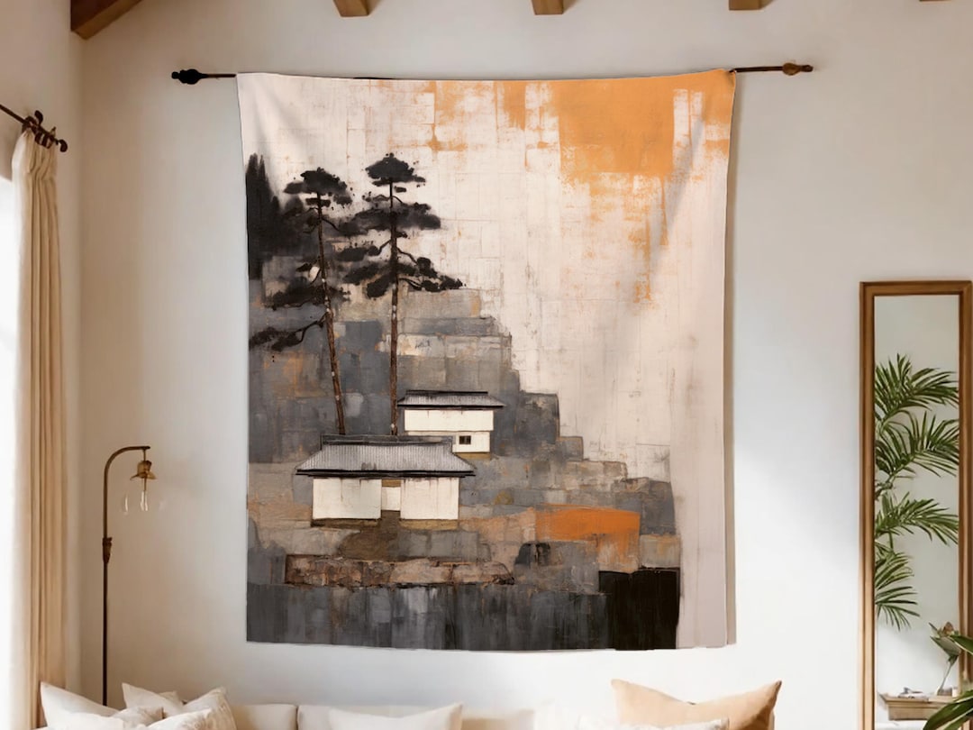 Japanese Tapestry, Original Art on Tapestry, Japandi Wall Hanging ...