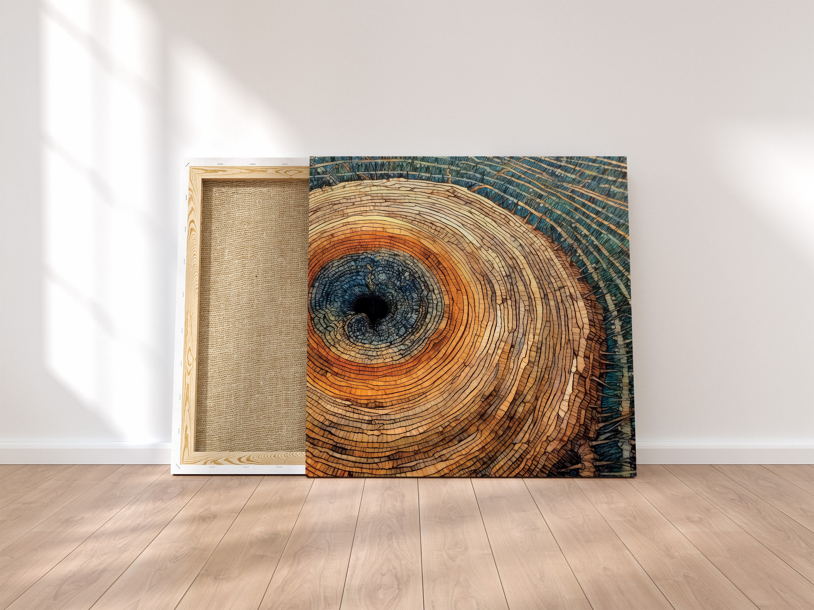 Tree Ring Canvas Painting, Original Art on Canvas, Tree Ring Art ...