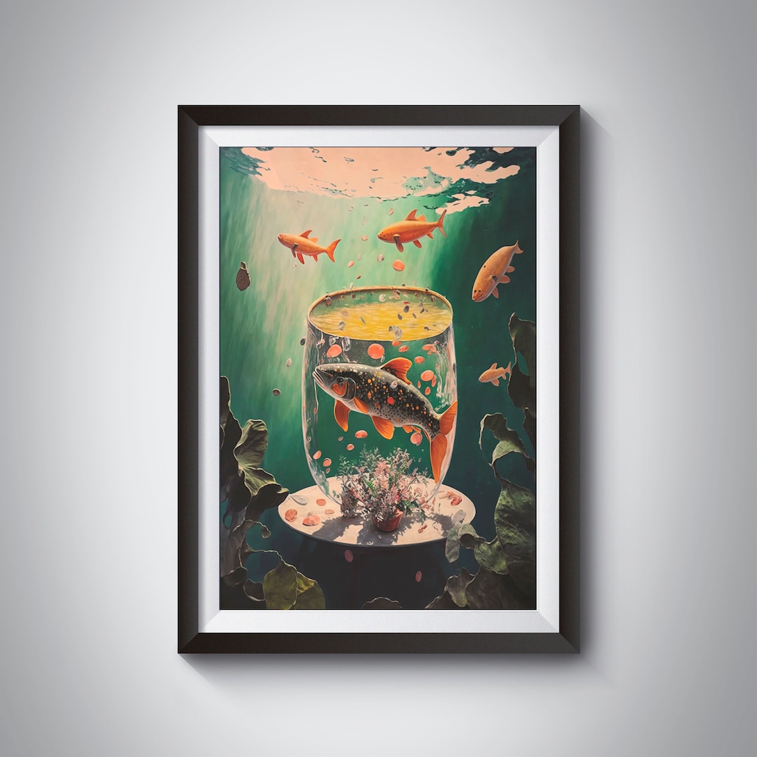 Fish Painting, Fish Wall Decor, Fish Art, Surreal Fish Print, Fine Art ...