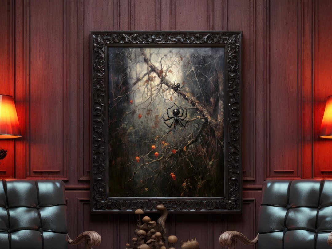 Large Spooky Wall Art, Grand Vintage Halloween Print, Gothic Spider ...