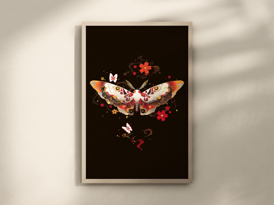 Japanese Art, Japanese Moth Wall Art, Japan Yokai Art, Japanese Wall ...