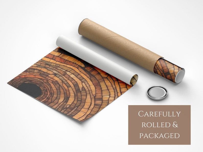 Large Geode Rolled Canvas Art, Portrait Nordic Tree Ring Print With ...