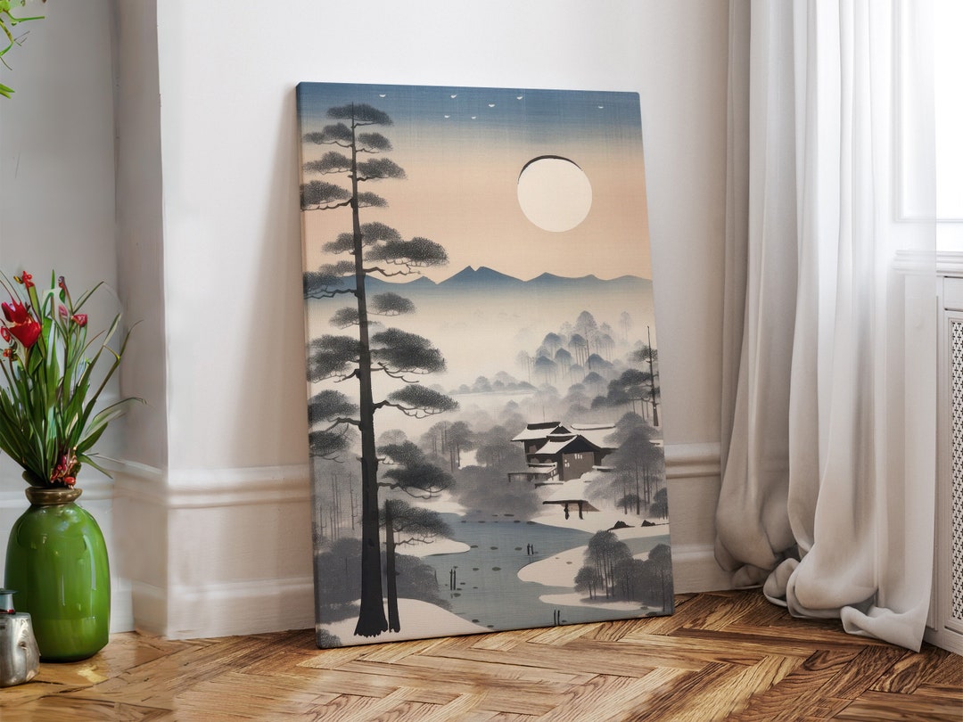 Japanische Leinwand Malerei, Original Kunst Auf Leinwand, Japandi Wandkunst, Japandi Kunstdruck ...