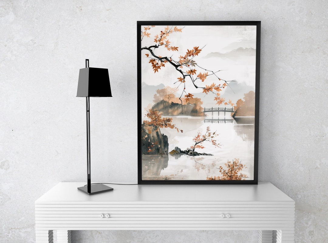 Japanese Framed Art, Framed Original Art, Japandi Wall Art, Japandi Art ...